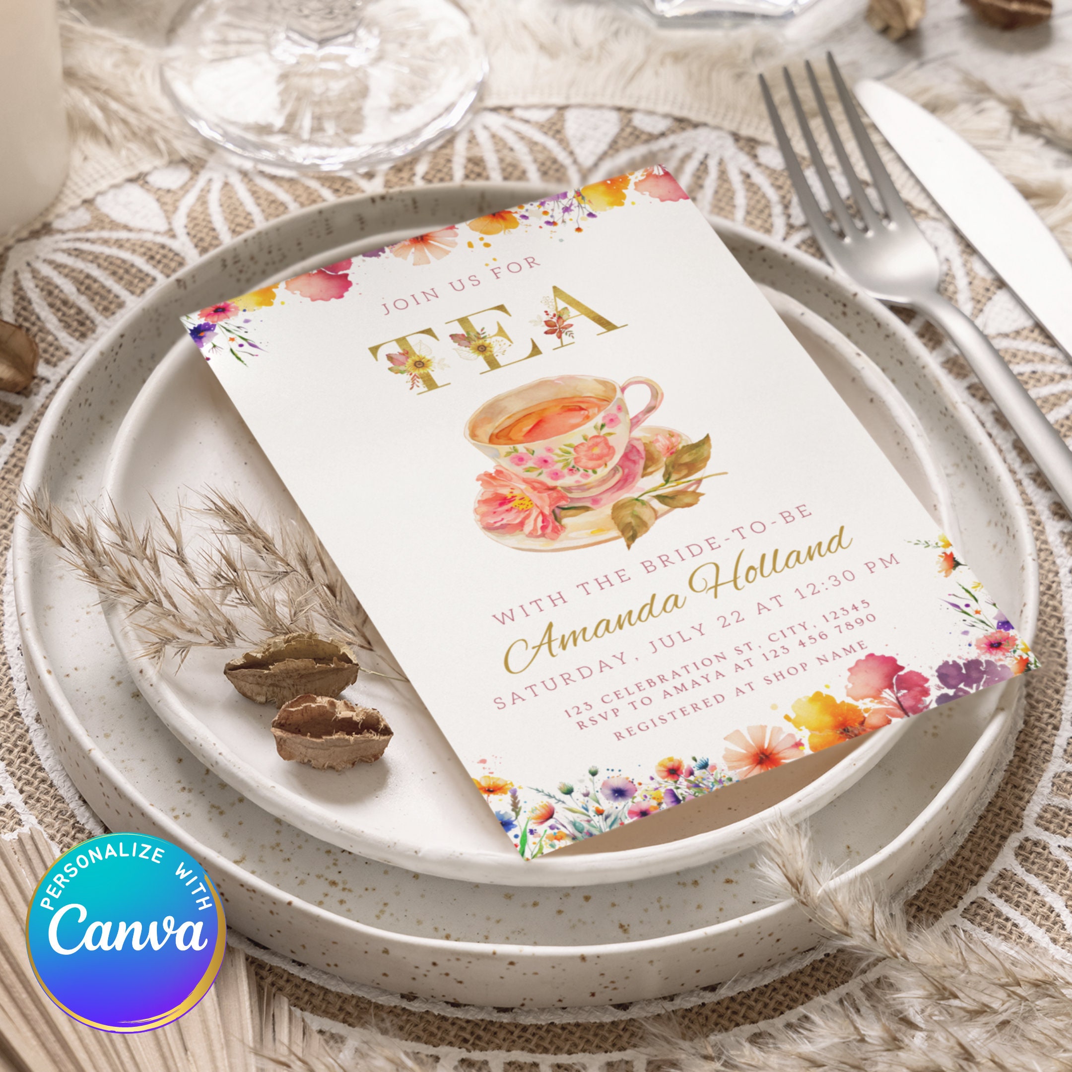 Afternoon Tea Invitation Tea With the Bride to Be Invitation High Tea ...