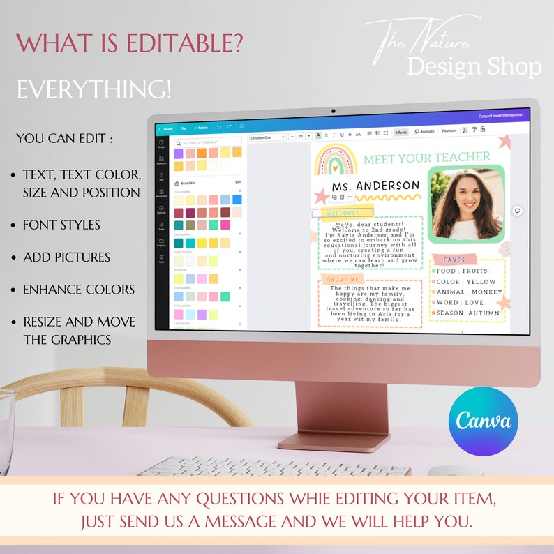 Meet the Teacher Editable Template Teacher Boho Rainbow Teacher Canva ...