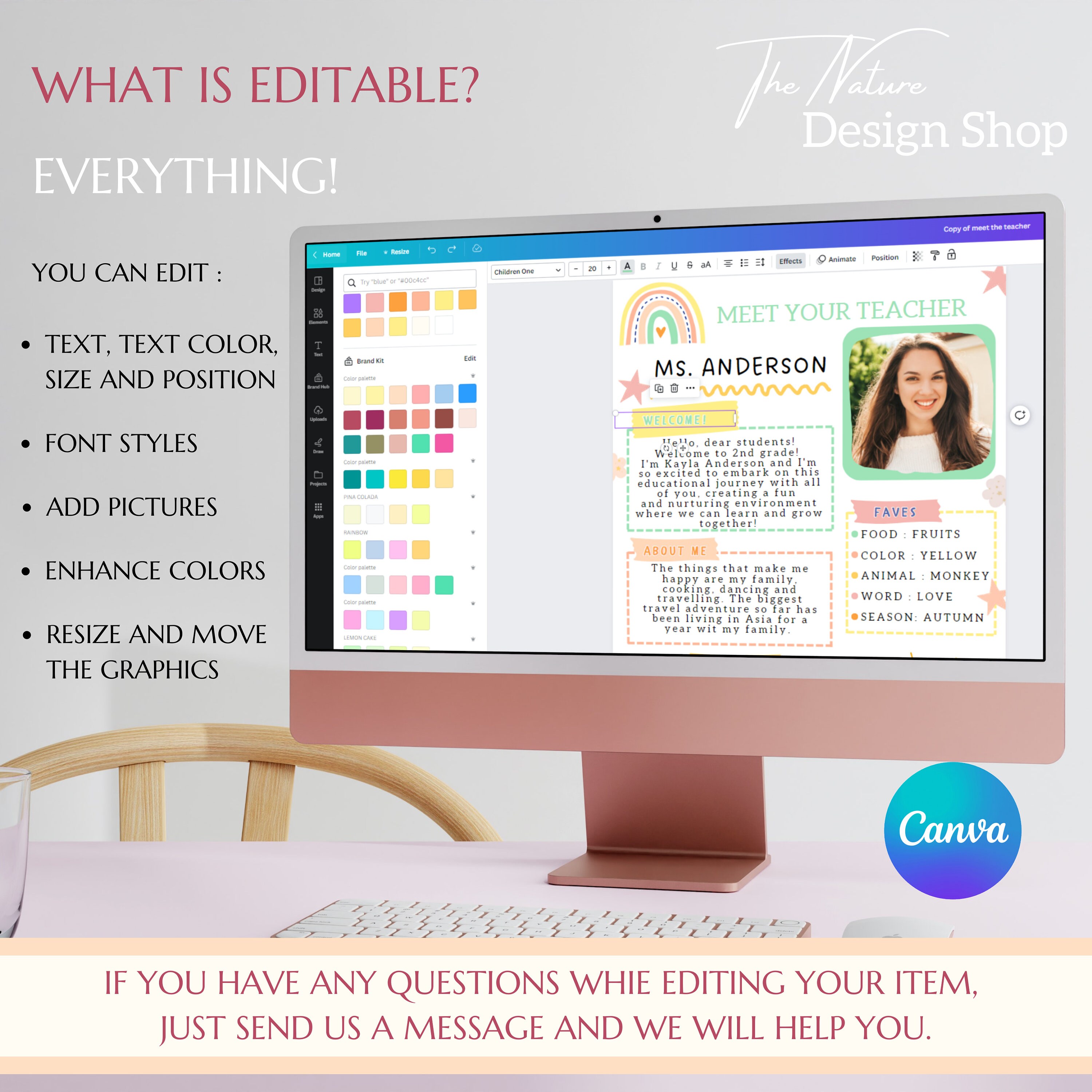 Meet the Teacher Editable Template Teacher Boho Rainbow Teacher Canva ...