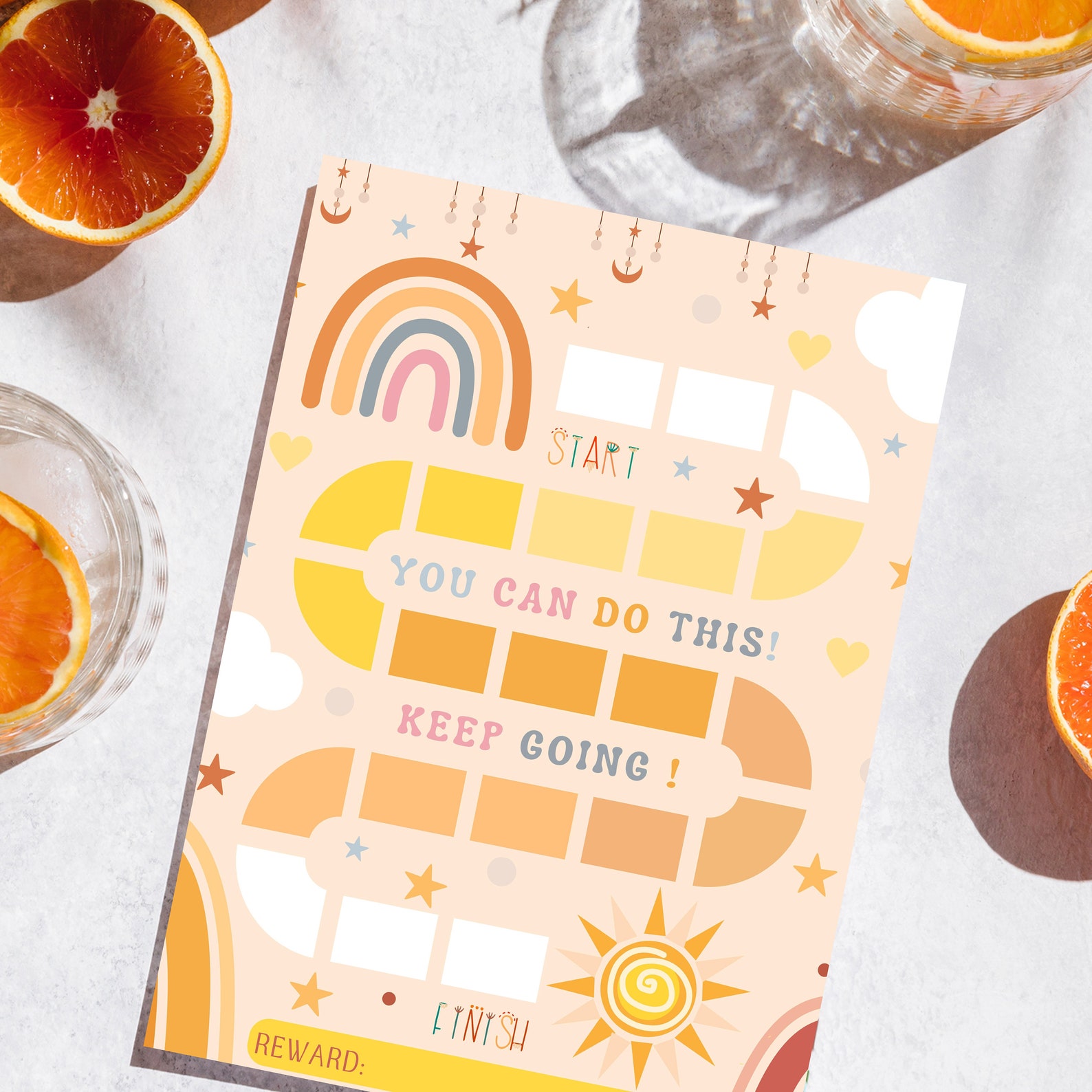 Boho Rainbow Reward Chart for Kids Daily Routine Chart Kids Chore Chart ...