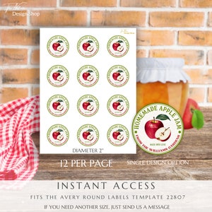 Editable Apple Jam Jar Labels Apple Butter Favors Jam Jar Stickers ...