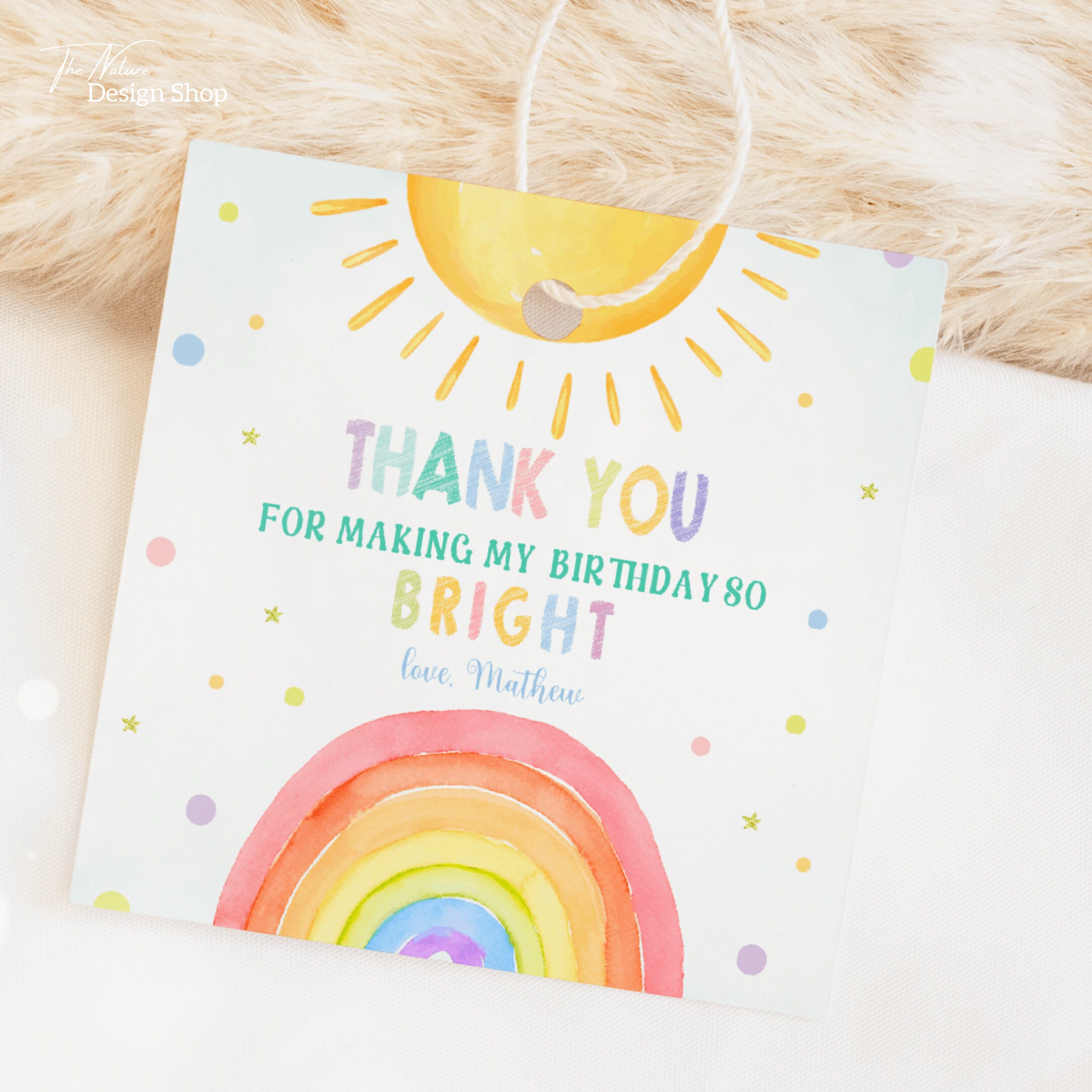 Editable Rainbow Favor Tag Rainbow Thank You Tag Rainbow Birthday Favor ...