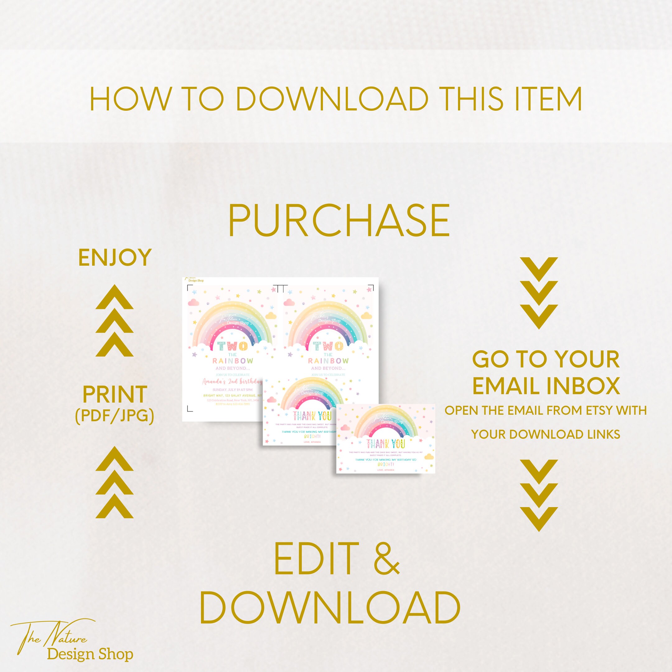 Editable Rainbow Birthday Thank You Cards Girl Rainbow Birthday Thank ...