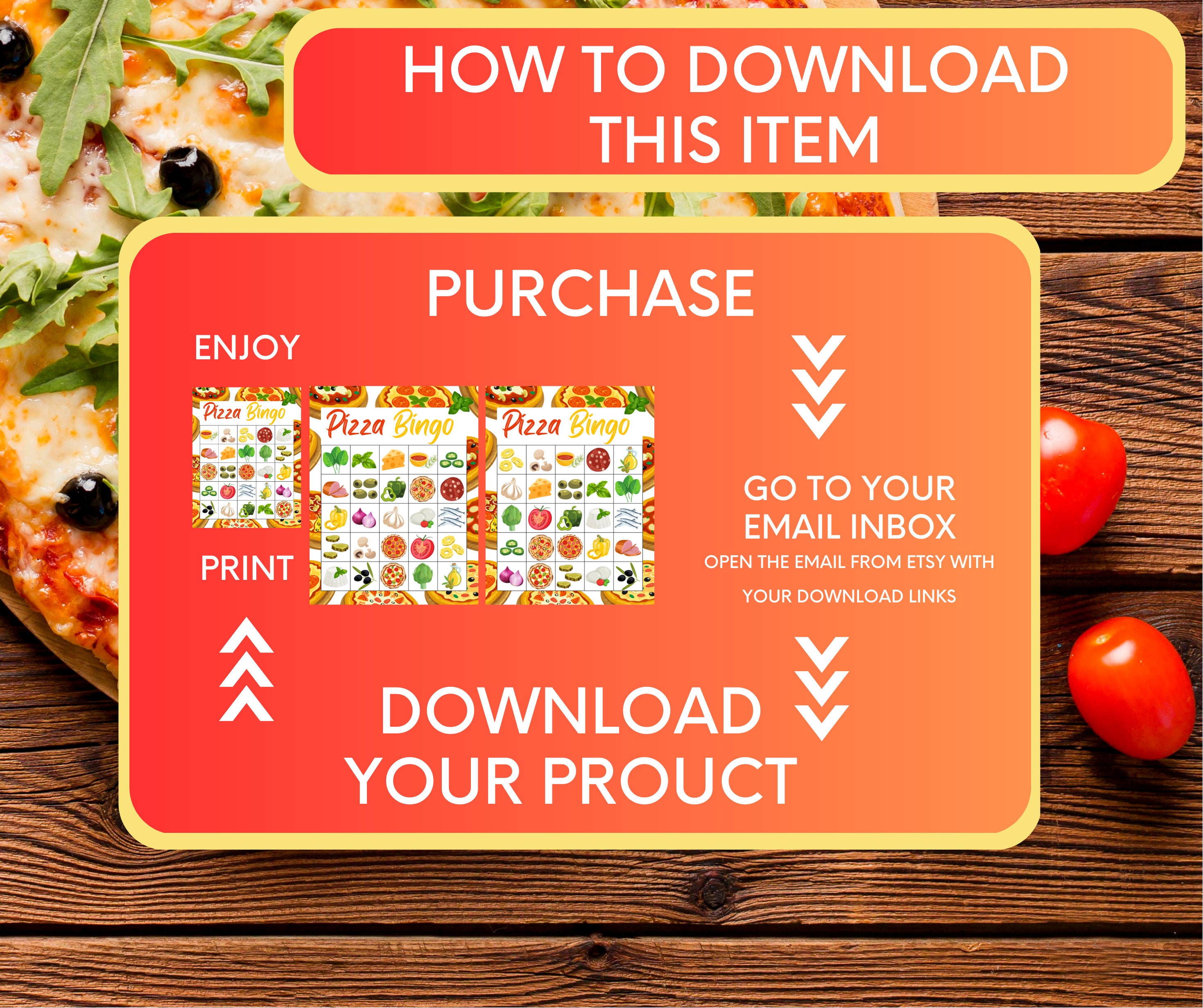 Pizza Bingo Pizza Birthday Bingo Game Kids Birthday Bingo Pizza Party ...