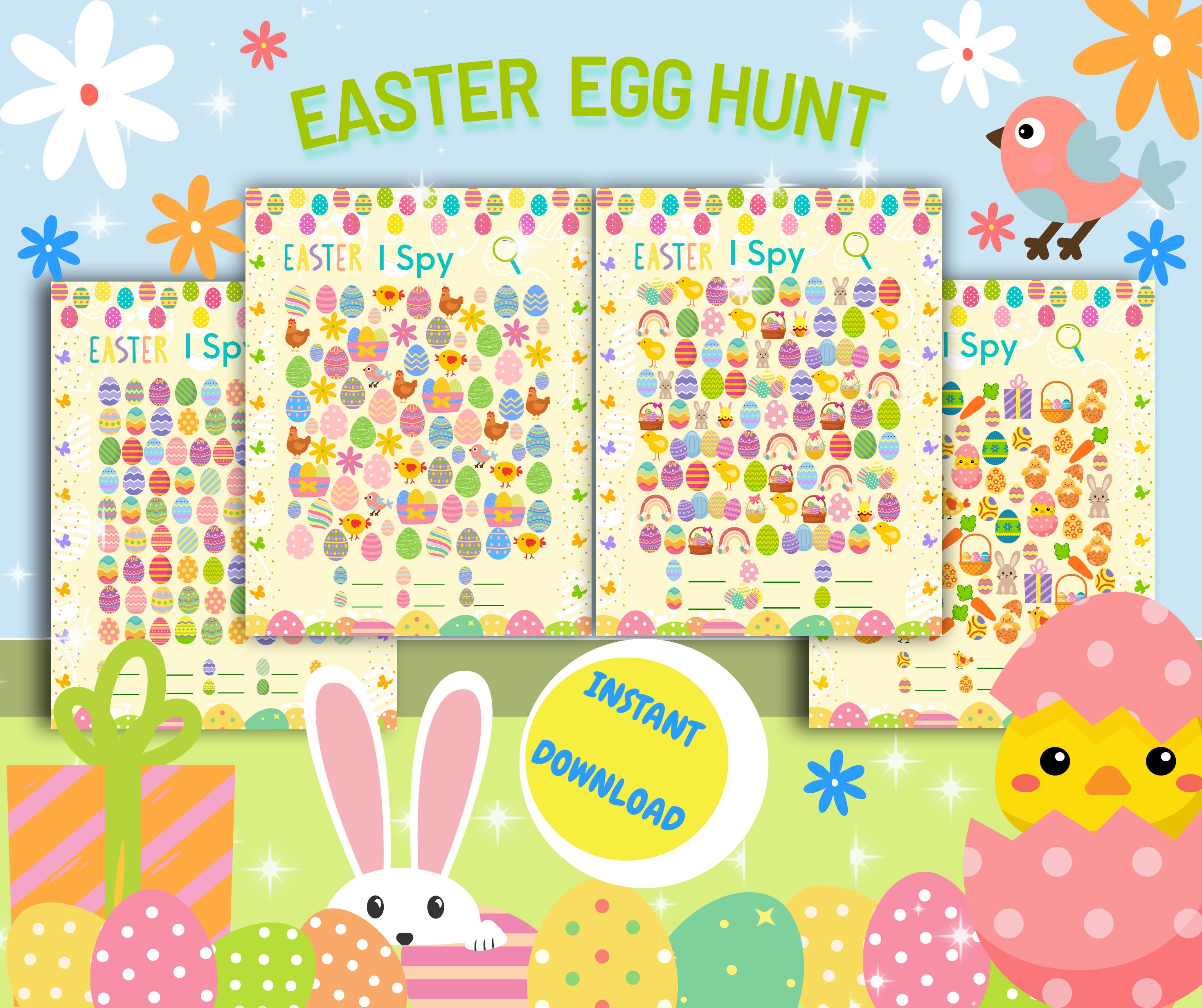 Kids I Spy Easter Egg Hunt Gift for Kids Easter I Spy Games Egg Hunt ...