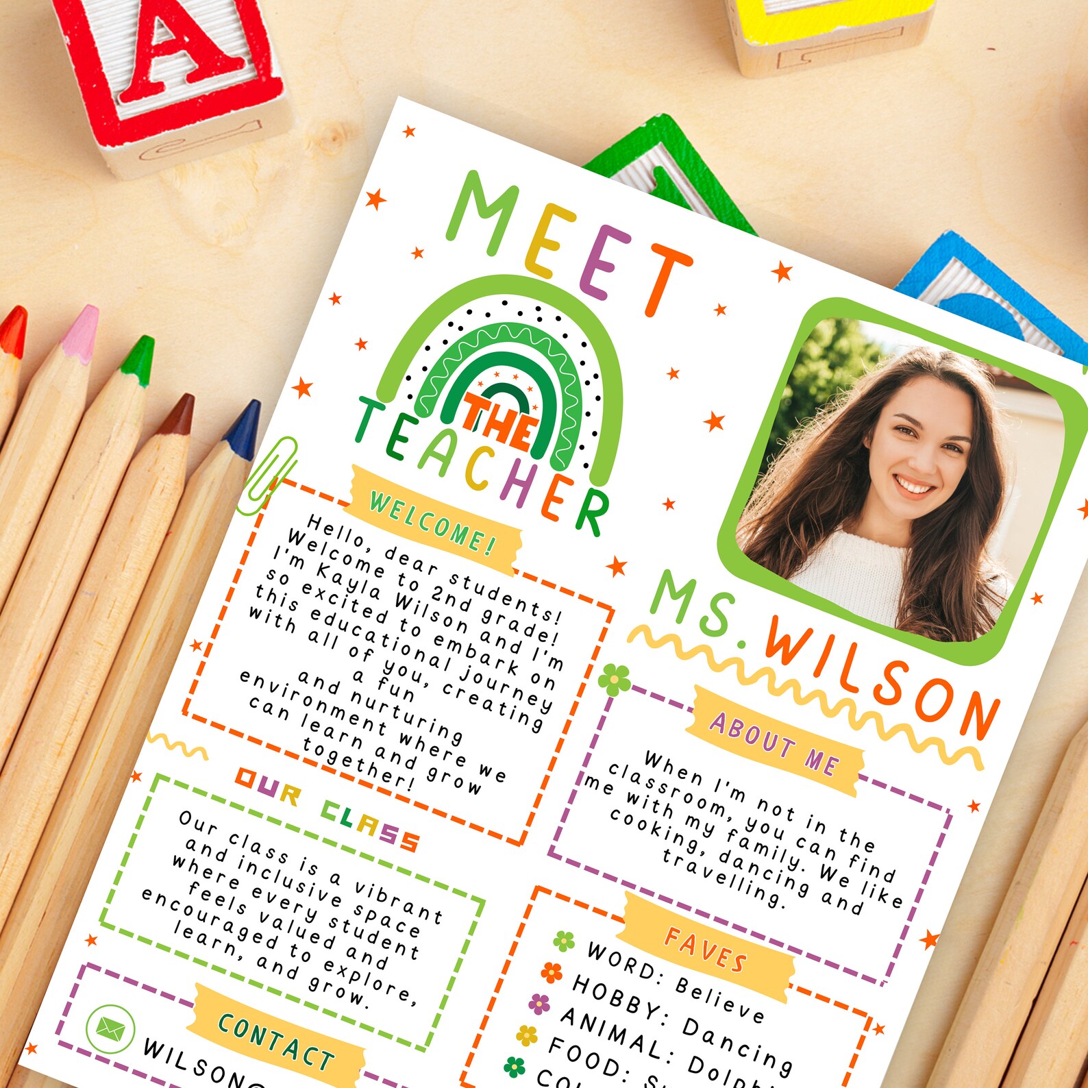 Meet the Teacher Editable Template Teacher Boho Rainbow Teacher Canva ...