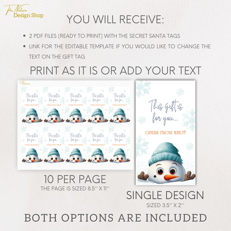 Secret Santa Gift Tags Secret Santa Gift Basket Secret Santa Printable ...