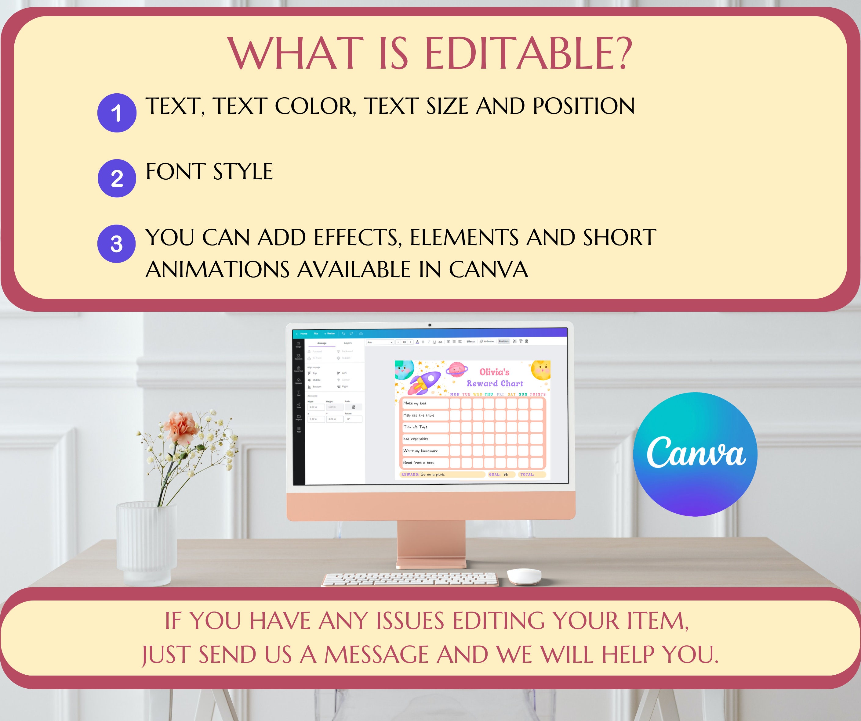 Editable Space Reward Chart Printable Behavior Chart Daily Chore Chart ...