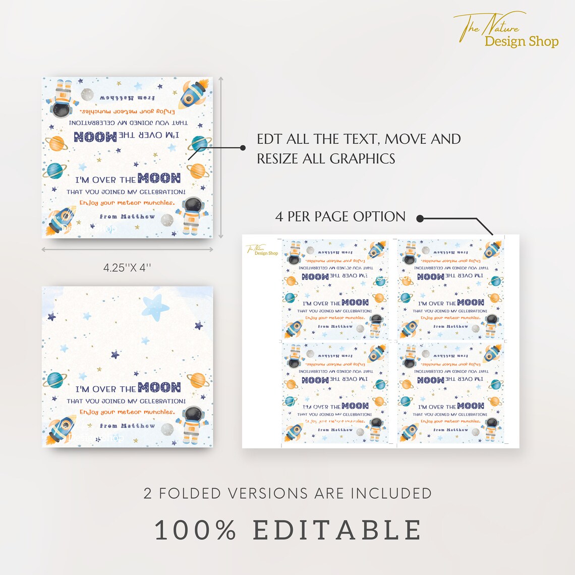 Editable Space Favor Bag Topper Outer Space Favor Label Template ...