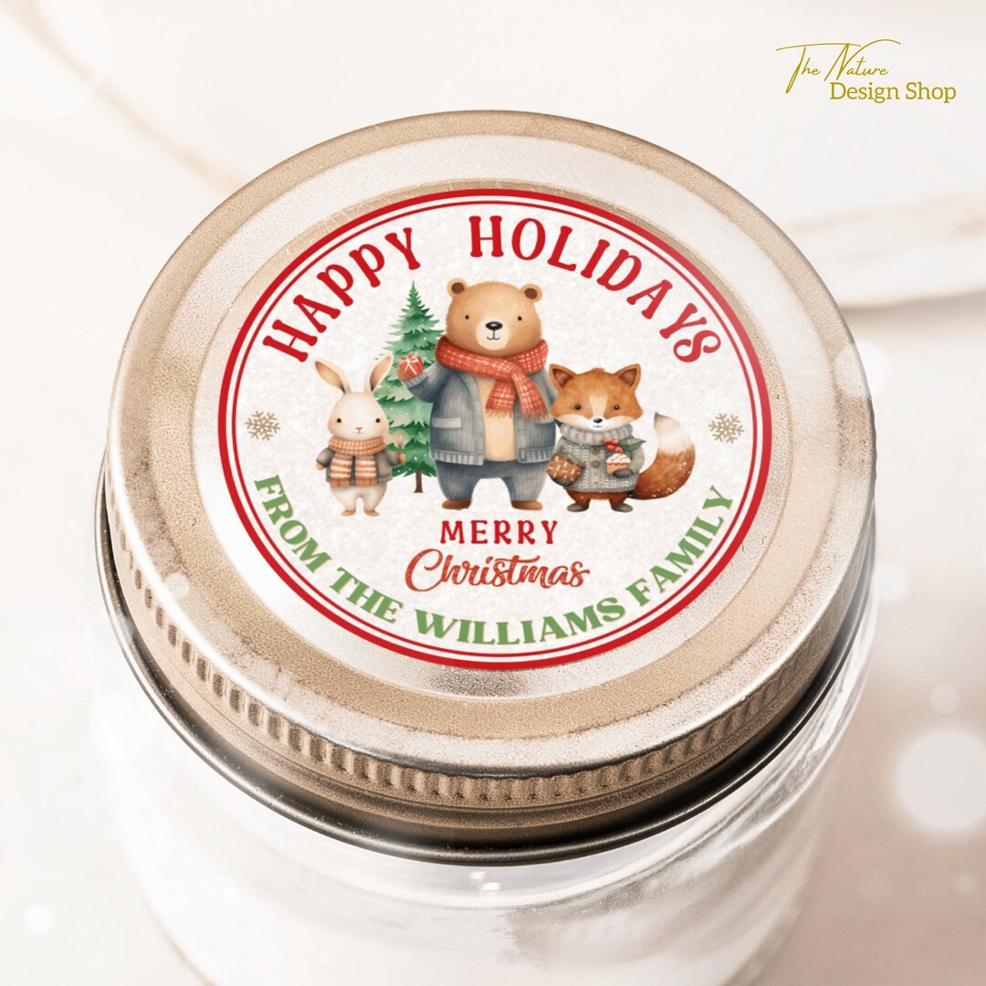 Merry Christmas Sticker Template Christmas Jar Sticker Christmas ...