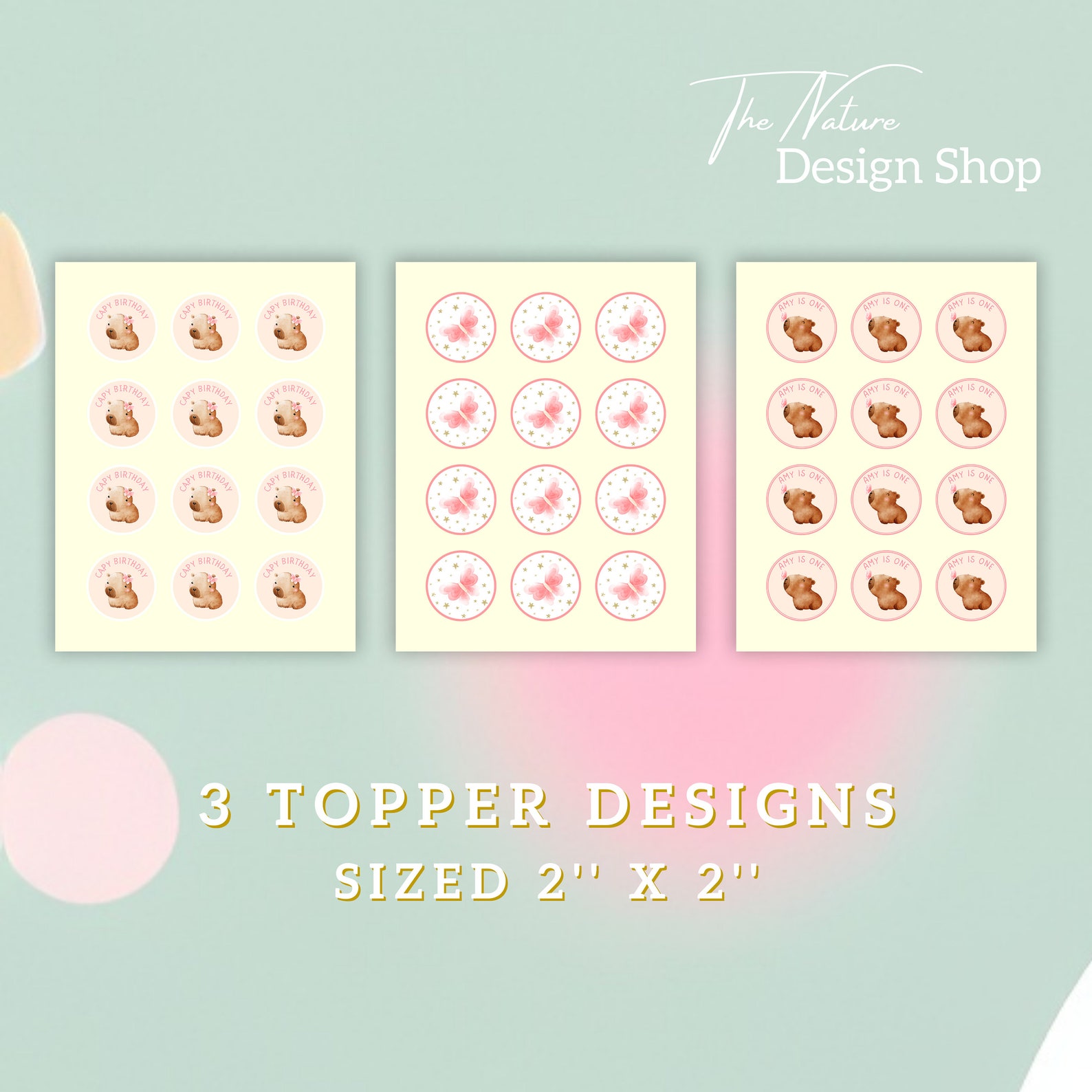 Editable Capybara Birthday Cupcake Toppers Capybara Cake - Etsy