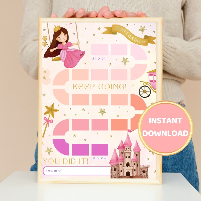Princess Behavior Chart for Girls Daily Routine Chart Princess Reward ...