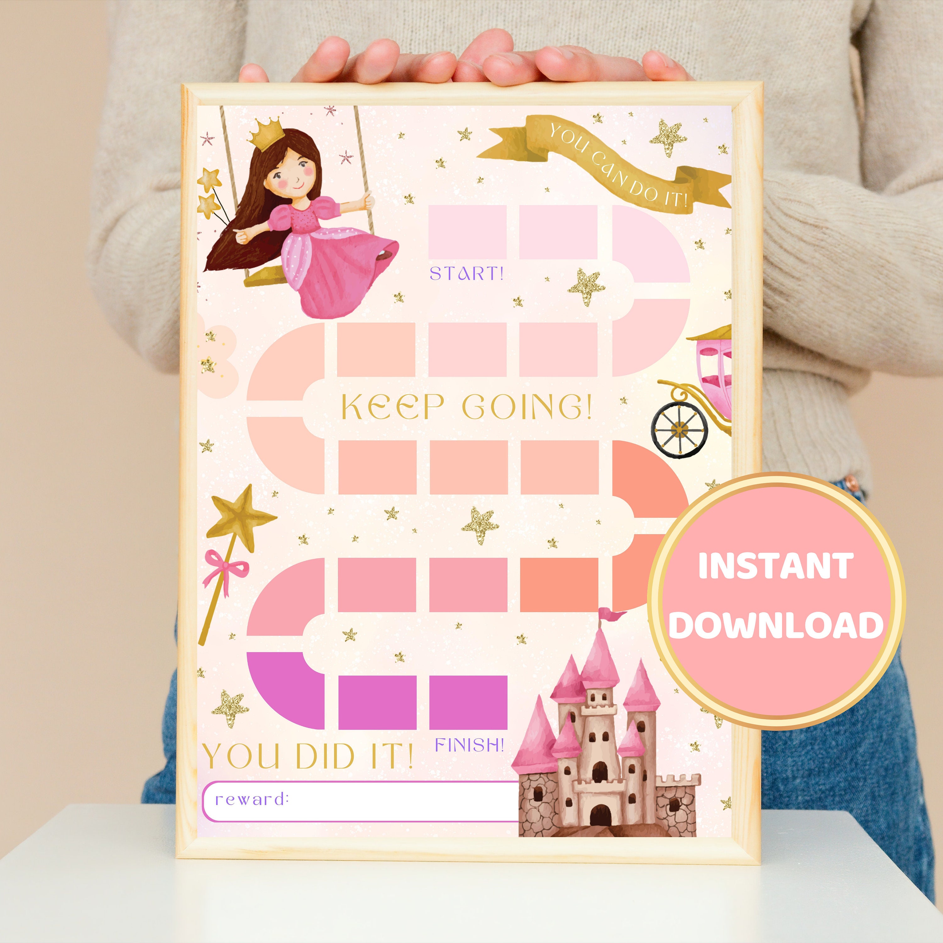 Princess Behavior Chart for Girls Daily Routine Chart Princess Reward ...