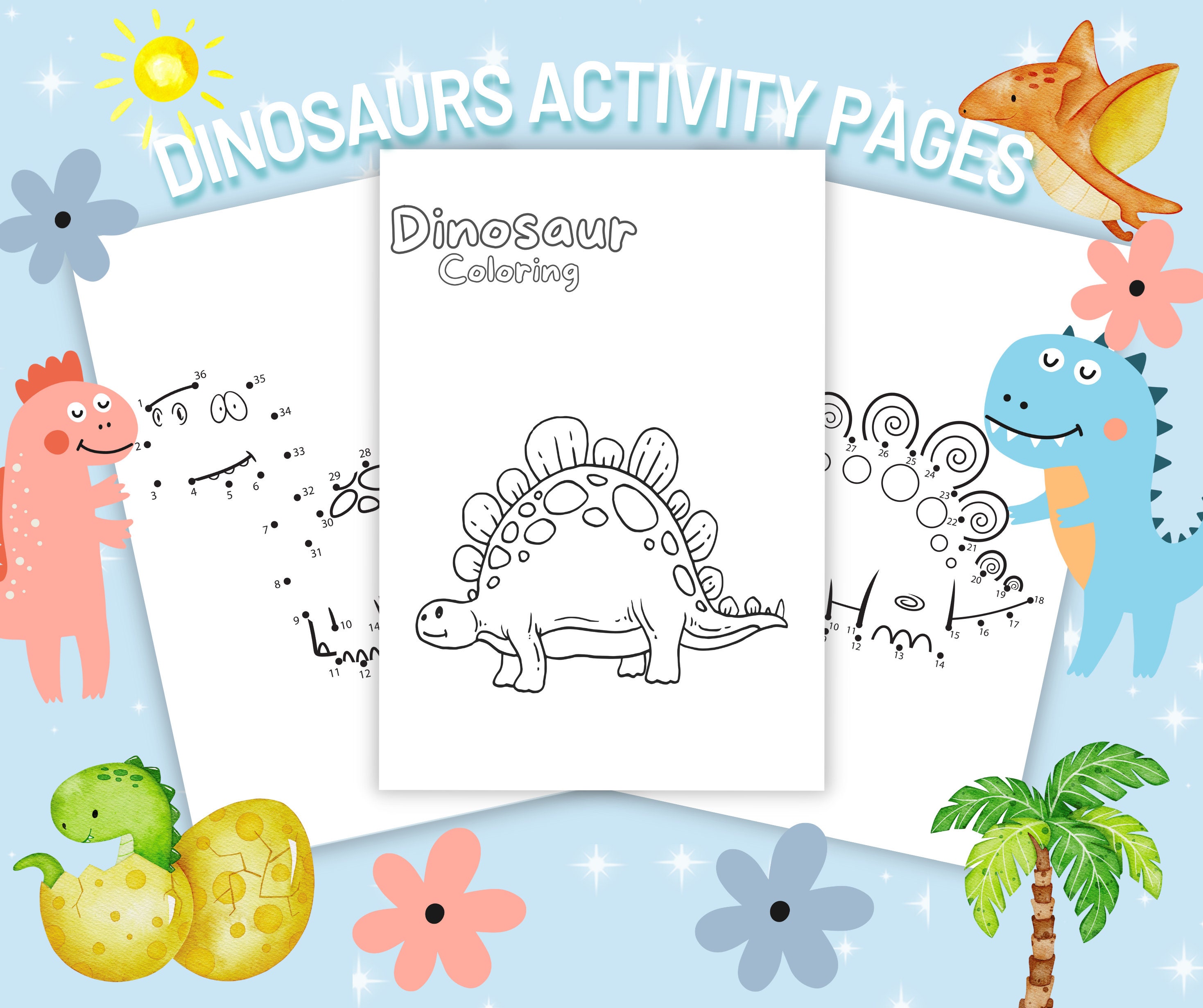 Dinosaur Activity Pages Dinosaur Printables Dinosaur Coloring Dinosaur ...