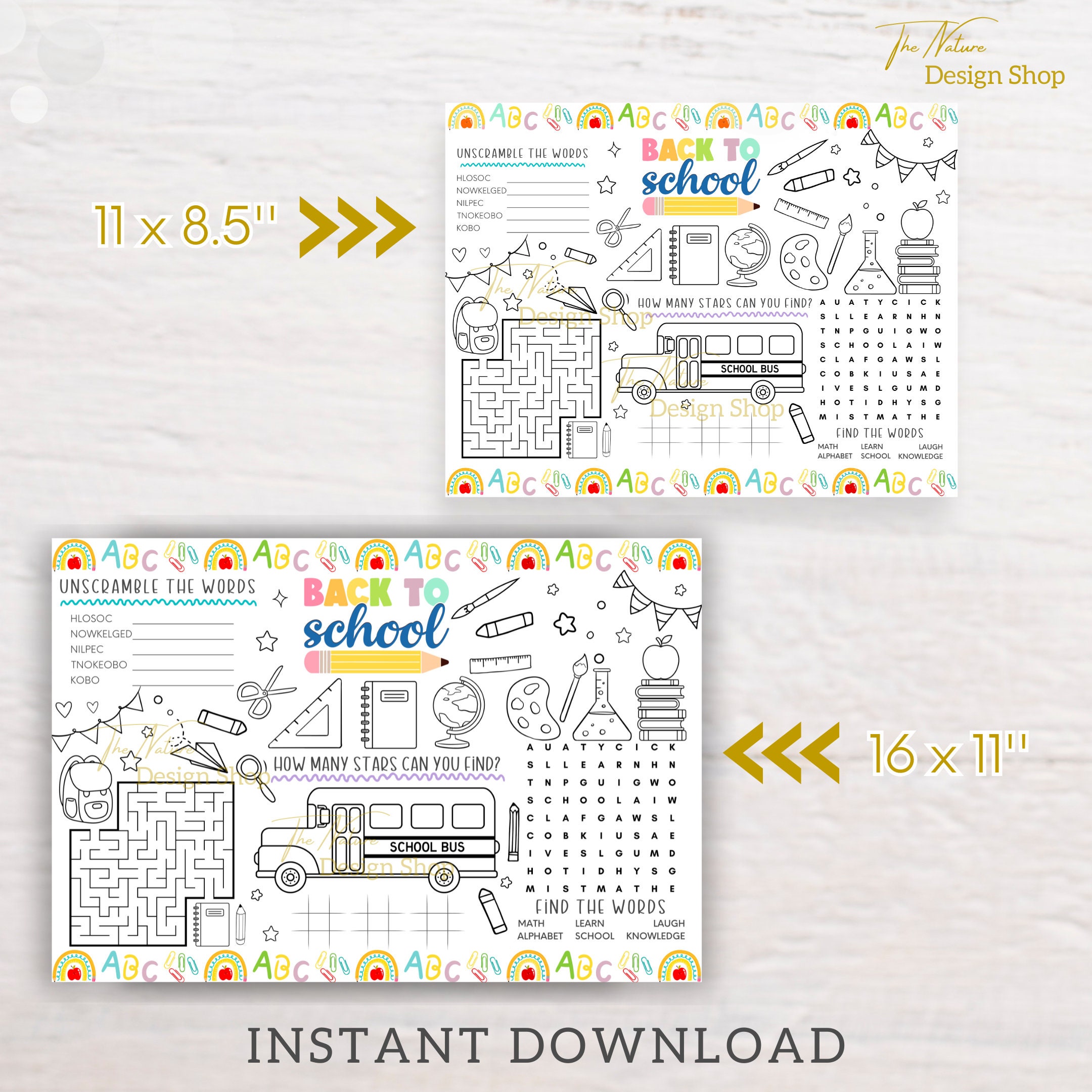 Back to School Activity Placemat First Day of School Worksheet Back to ...