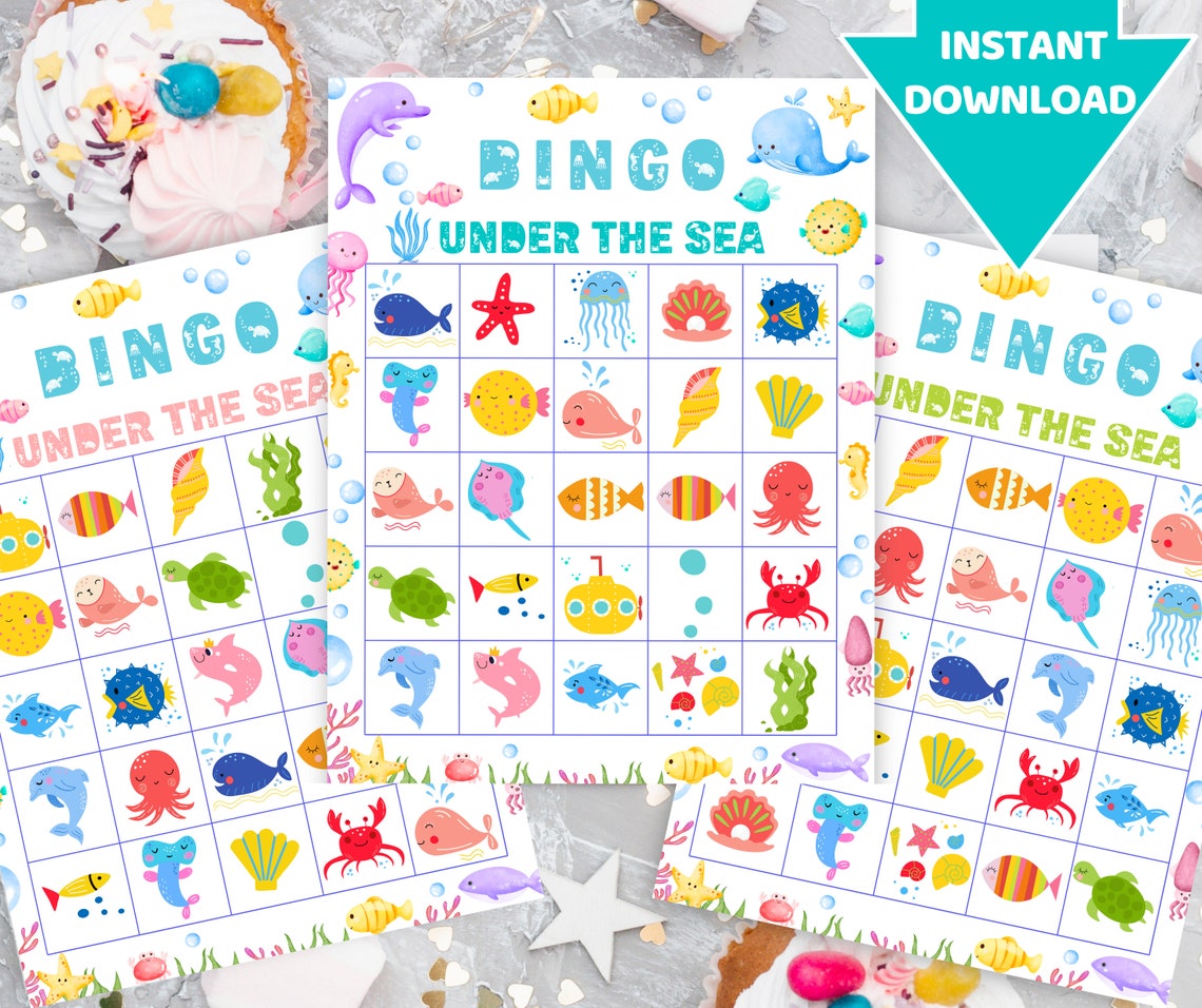 Under the Sea Birthday Bingo Ocean Party Bingo Game Kids Ocean - Etsy