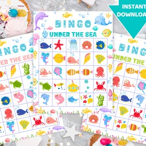 Under the Sea Birthday Bingo Ocean Party Bingo Game Kids Ocean Games ...