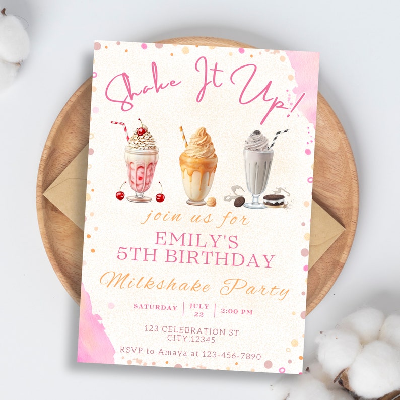 Shake Birthday Invitation 10th Birthday Patisserie Invitation 6th ...