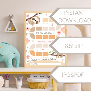 Sloth Reward Chart for Kids Daily Routine Chart Kids Chore Chart Kids ...