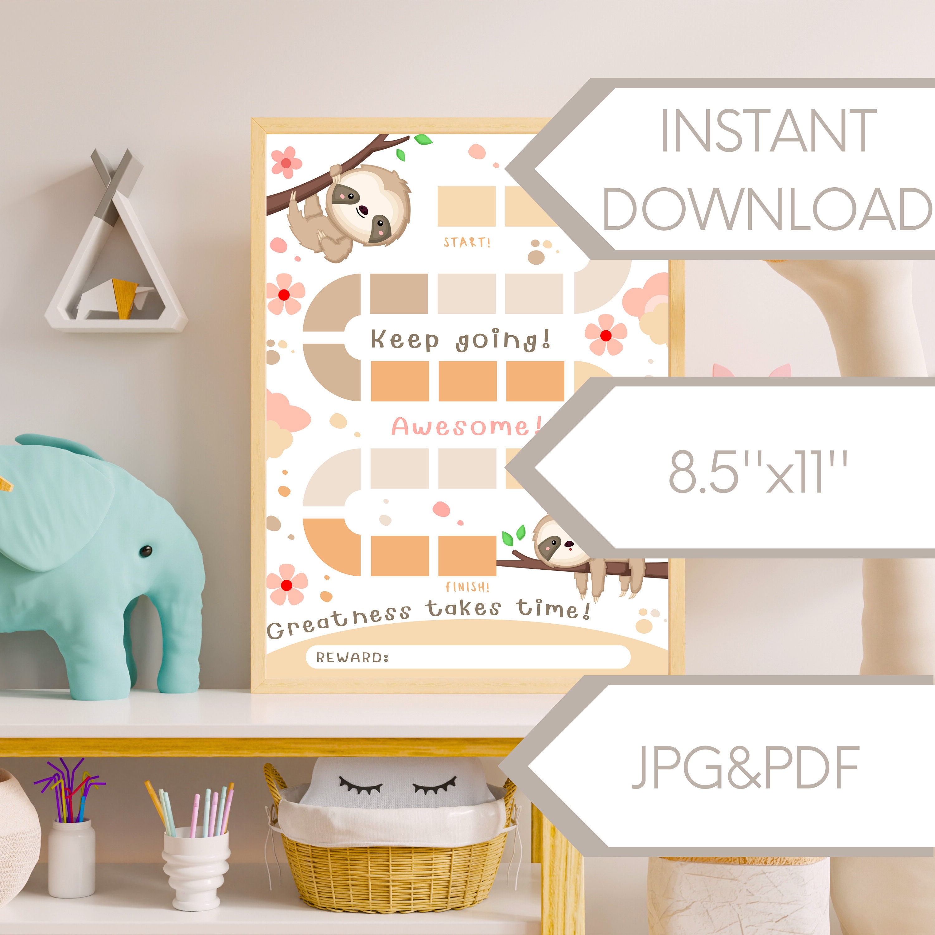 Sloth Reward Chart for Kids Daily Routine Chart Kids Chore Chart Kids ...