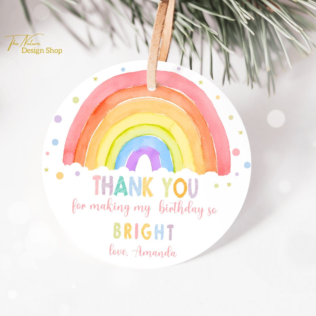 Editable Rainbow Favor Tag Rainbow Thank You Tag Rainbow Birthday Favor ...