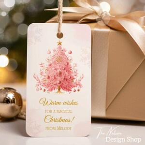 Pink Christmas Tag Pink Christmas Favor Tag Printable Pastel Christmas ...