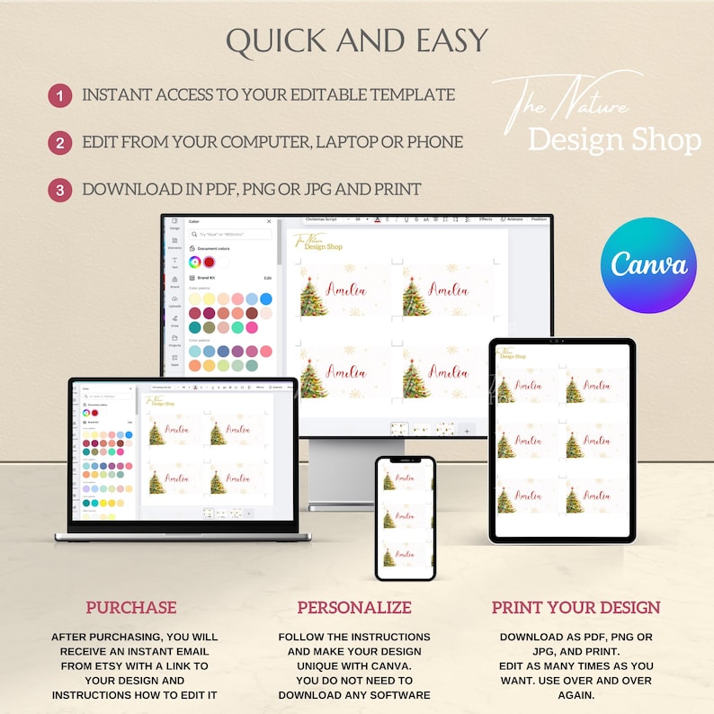 Editable Christmas Name Tag Template Christmas Name Label Name Card ...