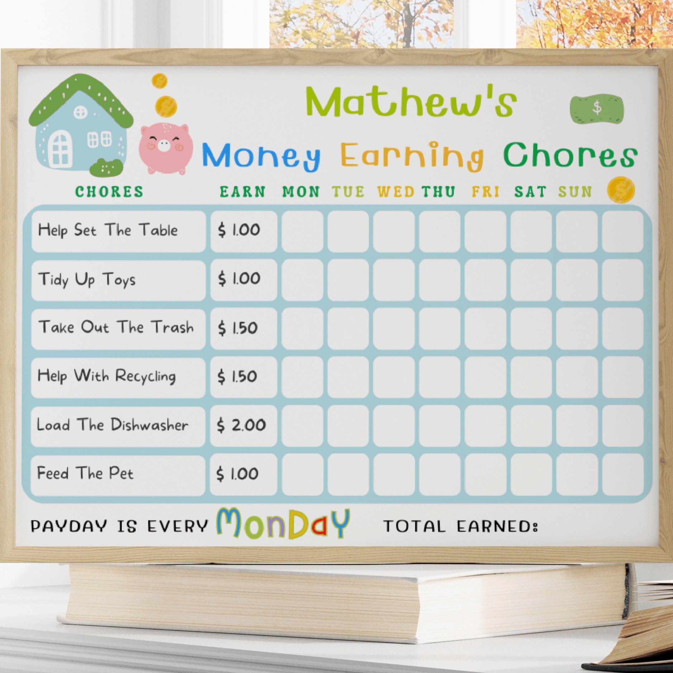 Kids Earning Money Chore Chart Money Kids Pocket Money for Chores Kids ...
