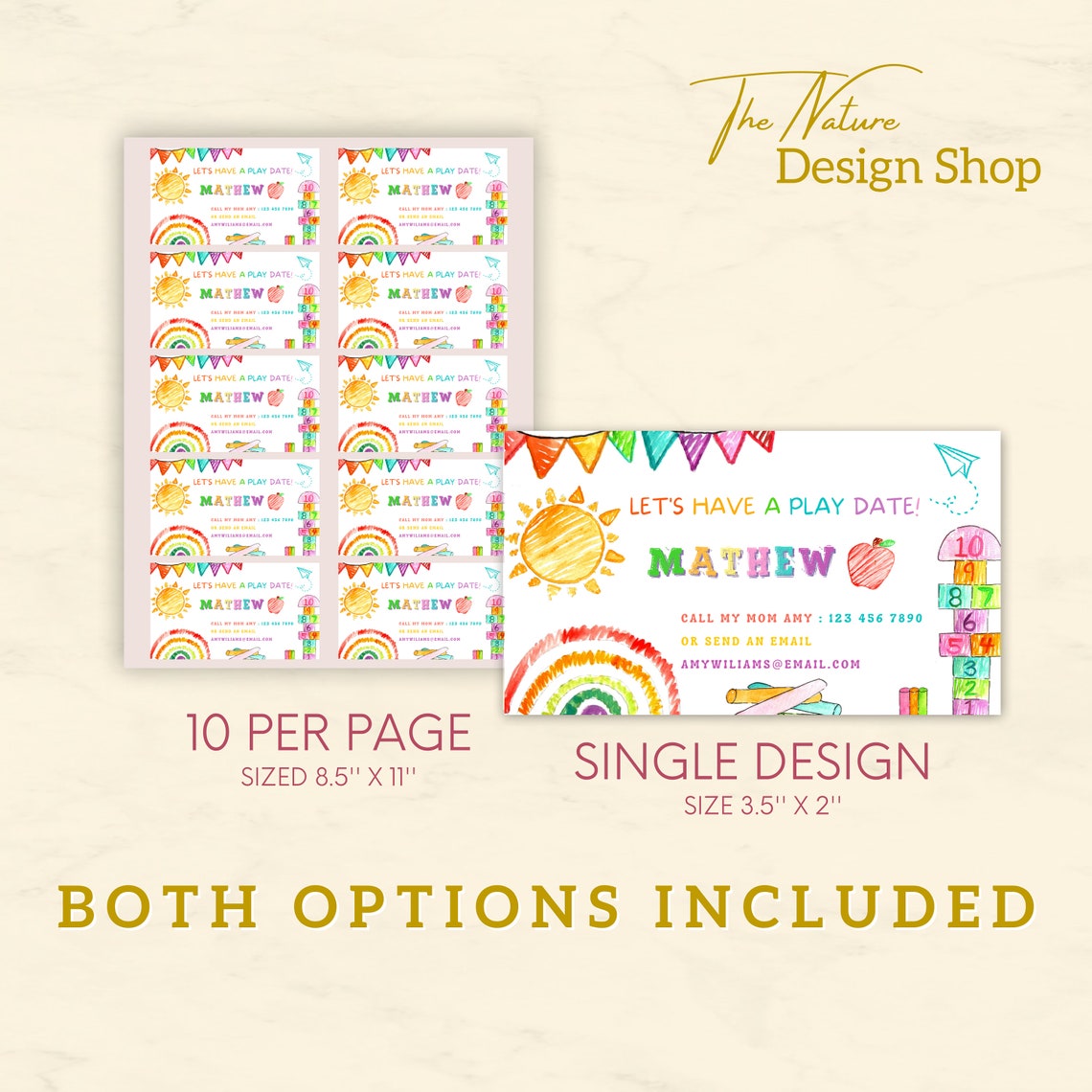 Back to School Kids Contact Cards Kids Business Cards Keep in Touch ...
