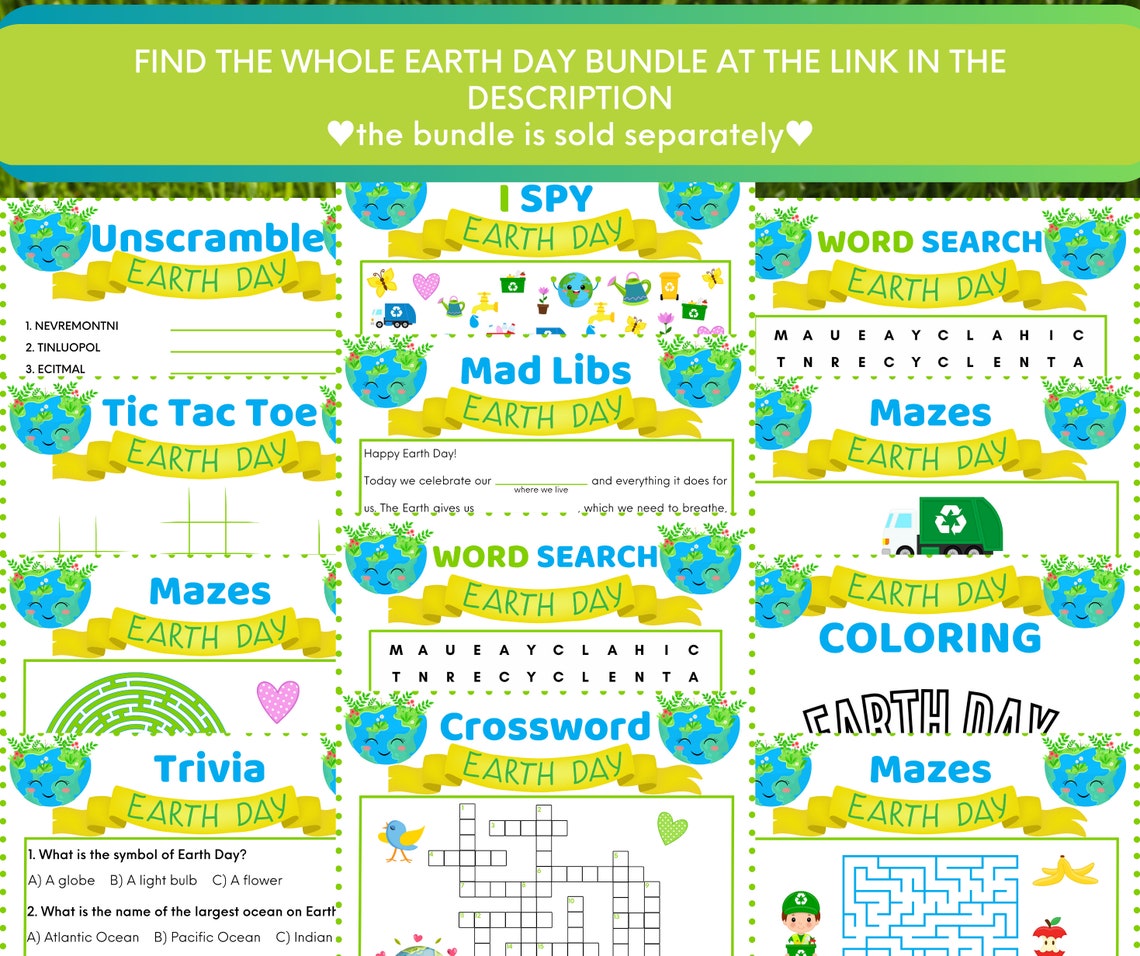 Earth Day Game Earth Day Msze Printable Games Kids Earth Day Activity ...