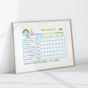 Kids Earning Money Chore Chart Money Kids Pocket Money for Chores Kids ...
