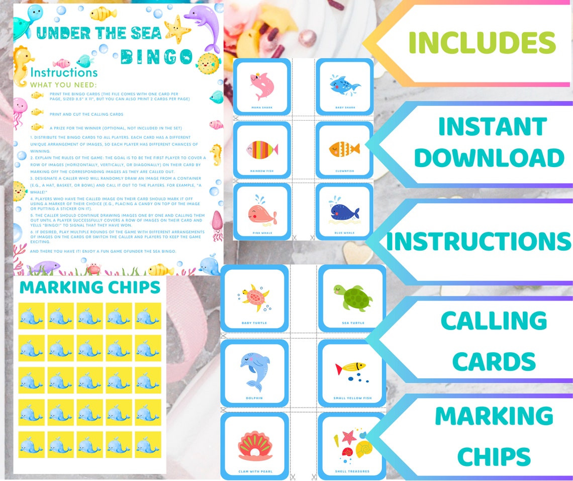 Under the Sea Birthday Bingo Ocean Party Bingo Game Kids Ocean - Etsy