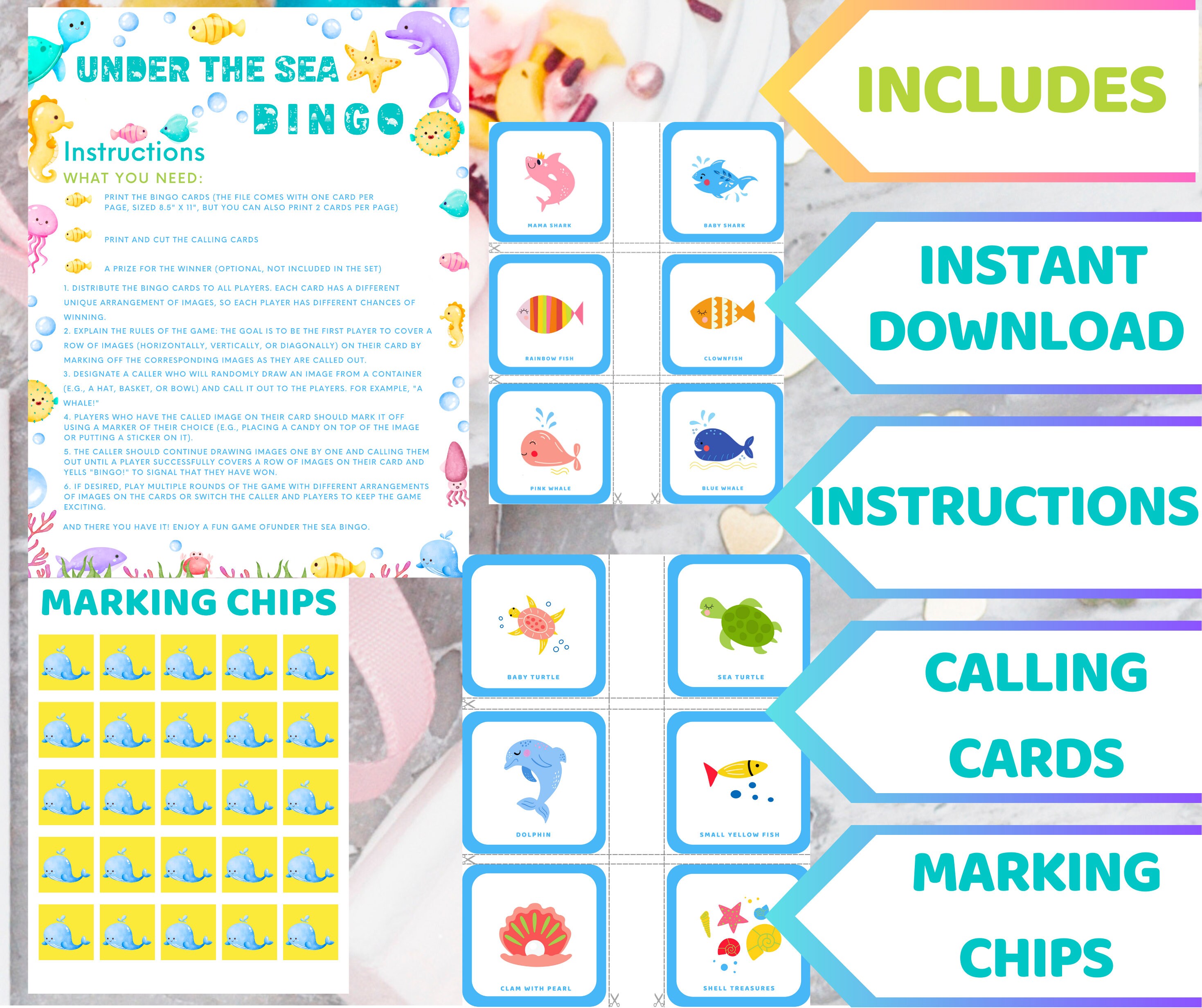 Under the Sea Birthday Bingo Ocean Party Bingo Game Kids Ocean - Etsy