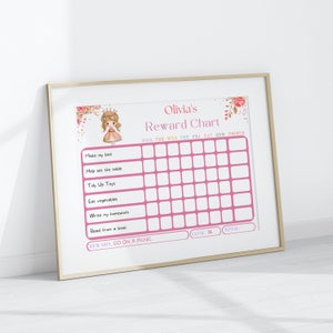 Editable Princess Reward Chart Girls Reward Chart Princess Behavior ...