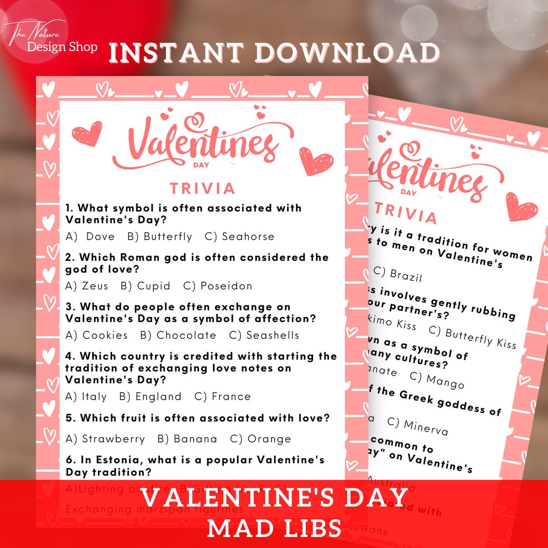 Valentines Day Trivia Game Valentines Trivia Game Valentines Day ...
