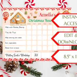 Editable Christmas Reward Chart for Kids Daily Routine Chart Kids Chore ...