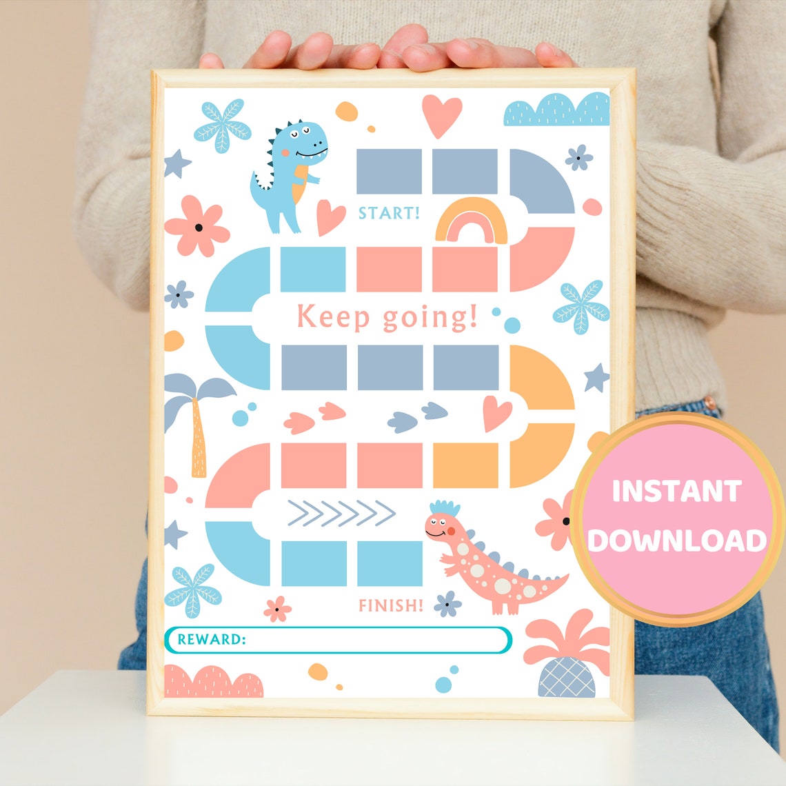 Dinosaur Reward Chart for Toddler Reward Chart Printable - Etsy