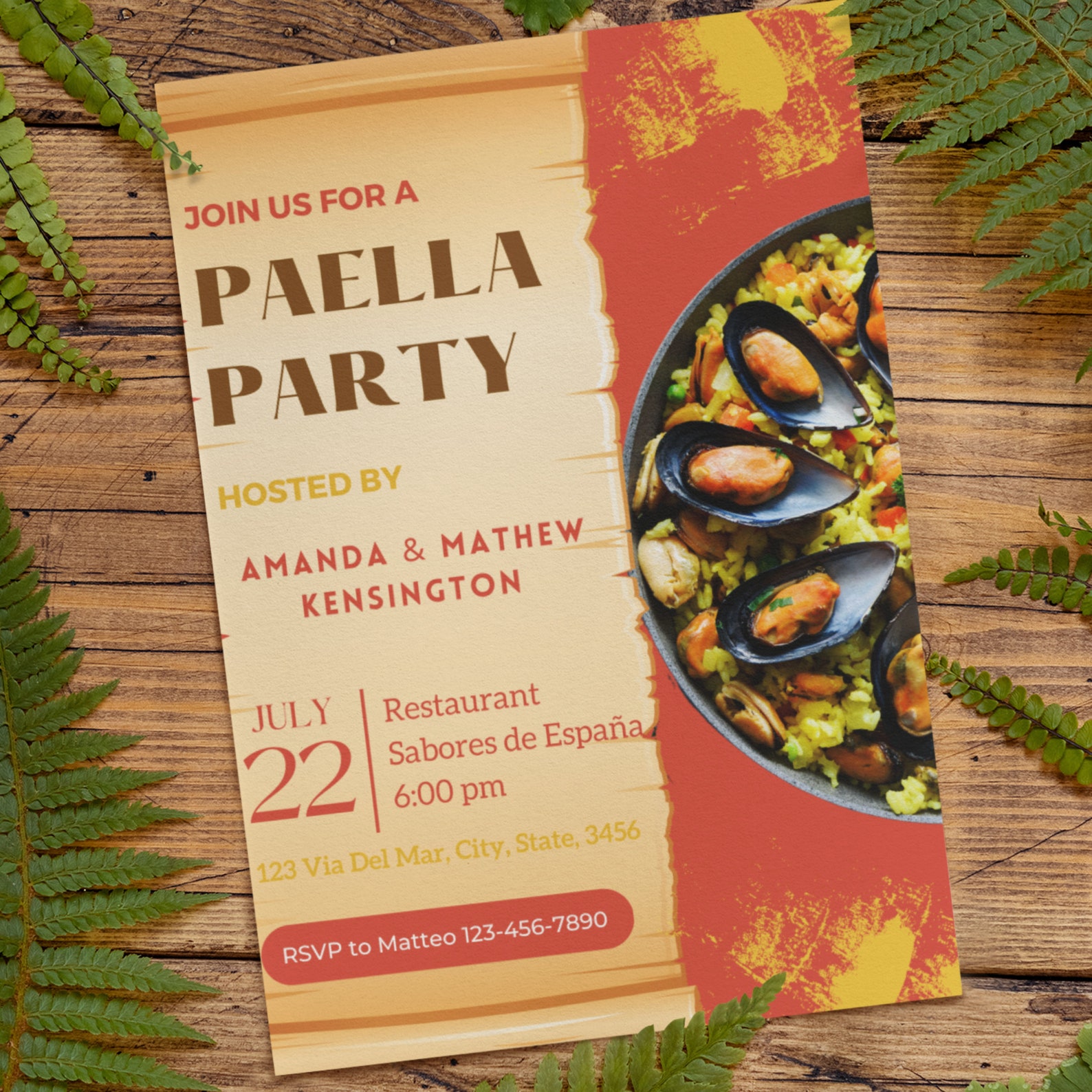 Paella Invitation Paella Party Invitation Paella Party Invite Spanish ...