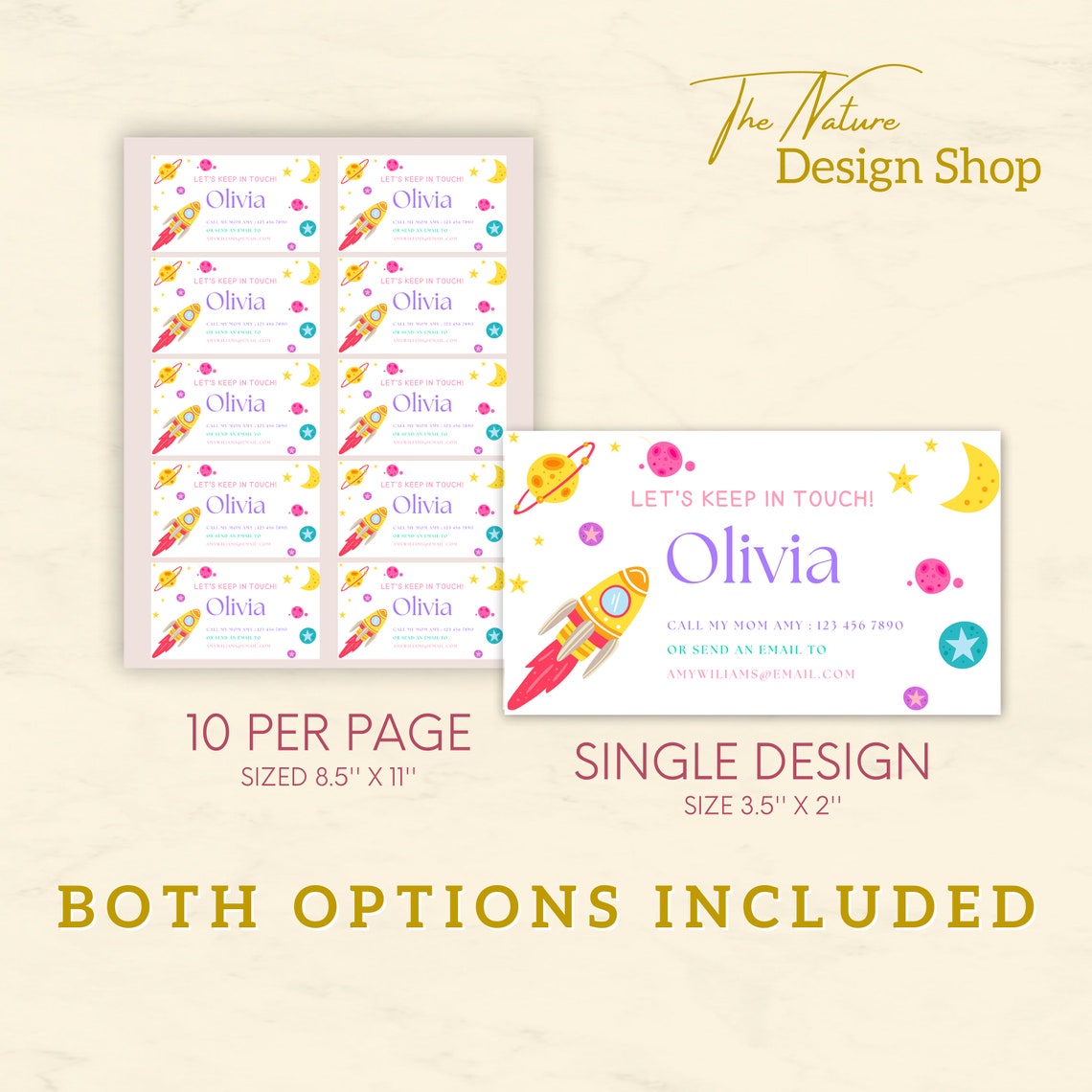 Kids Contact Cards Kids Calling Cards for Girls Keep in Touch for Kids ...