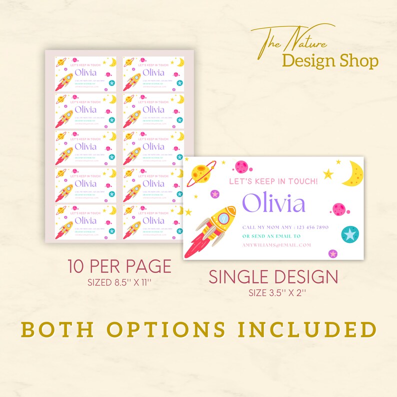 Kids Contact Cards Kids Calling Cards for Girls Keep in Touch for Kids ...