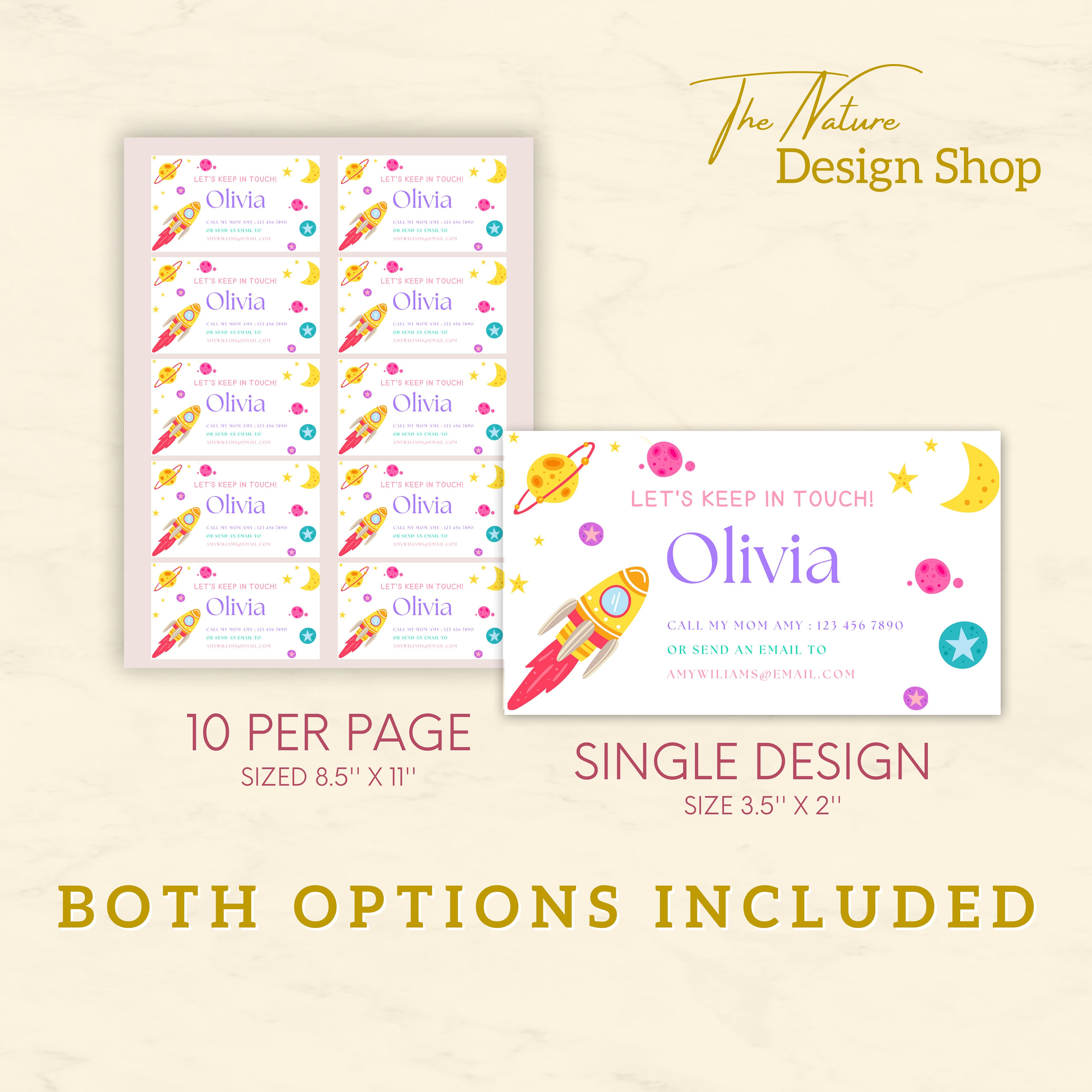 Kids Contact Cards Kids Calling Cards for Girls Keep in Touch for Kids ...