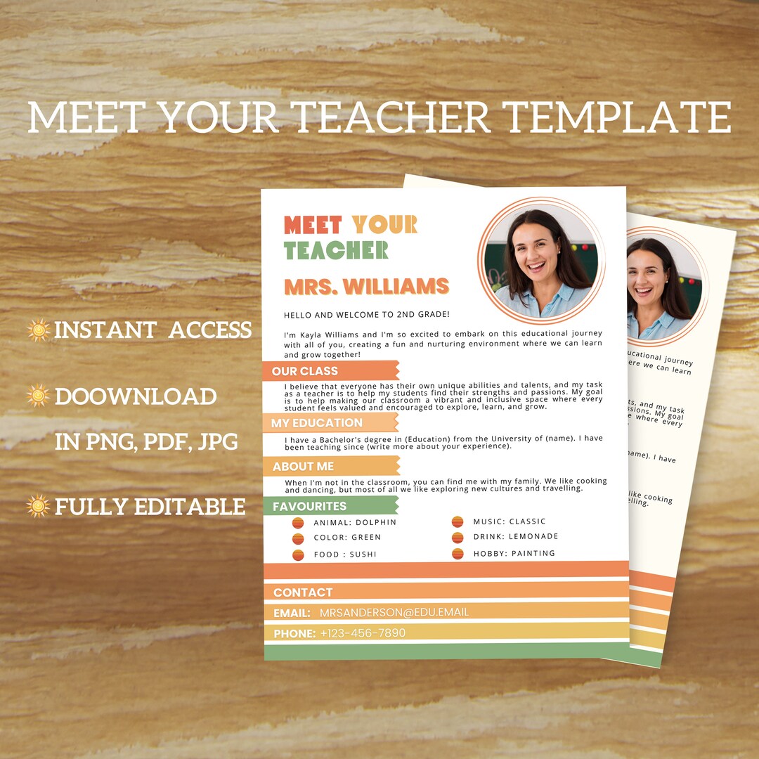 Meet the Teacher Editable Template Teacher Canva Template - Etsy