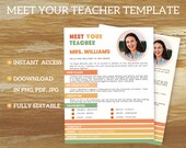 Meet the Teacher Editable Template Teacher Canva Template - Etsy