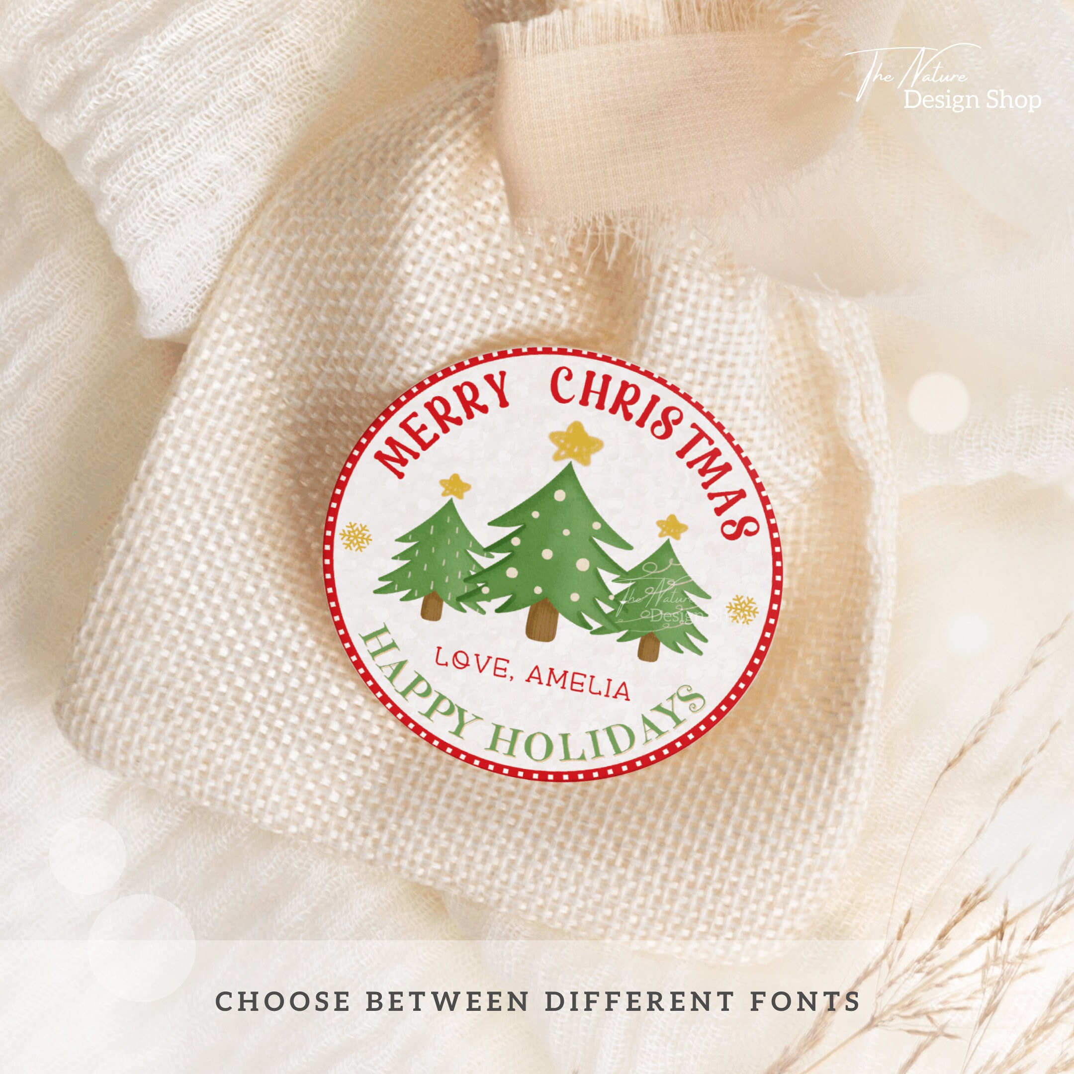 Merry Christmas Sticker Template Christmas Jar Sticker Christmas ...