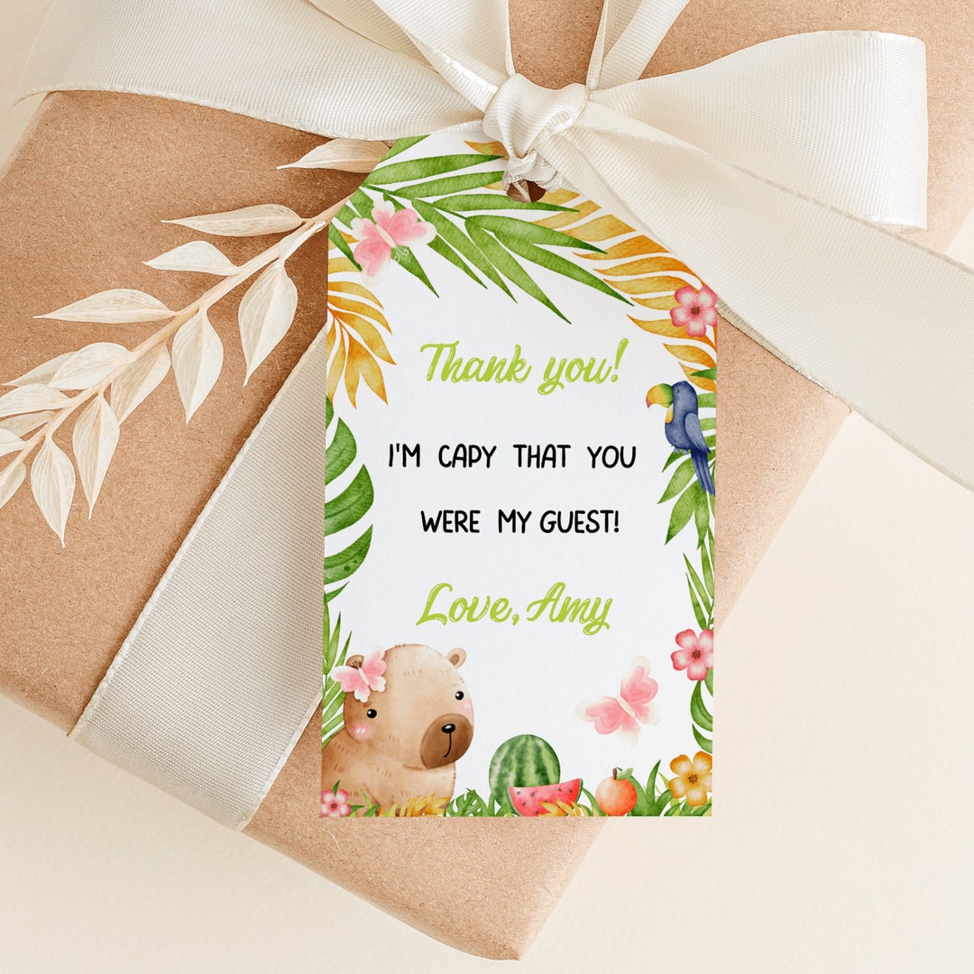 Editable Capybara Birthday Tag Capybara Favor Tags Capybara - Etsy