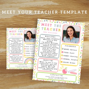 Meet the Teacher Editable Template Teacher Kindergarten Letter Template ...