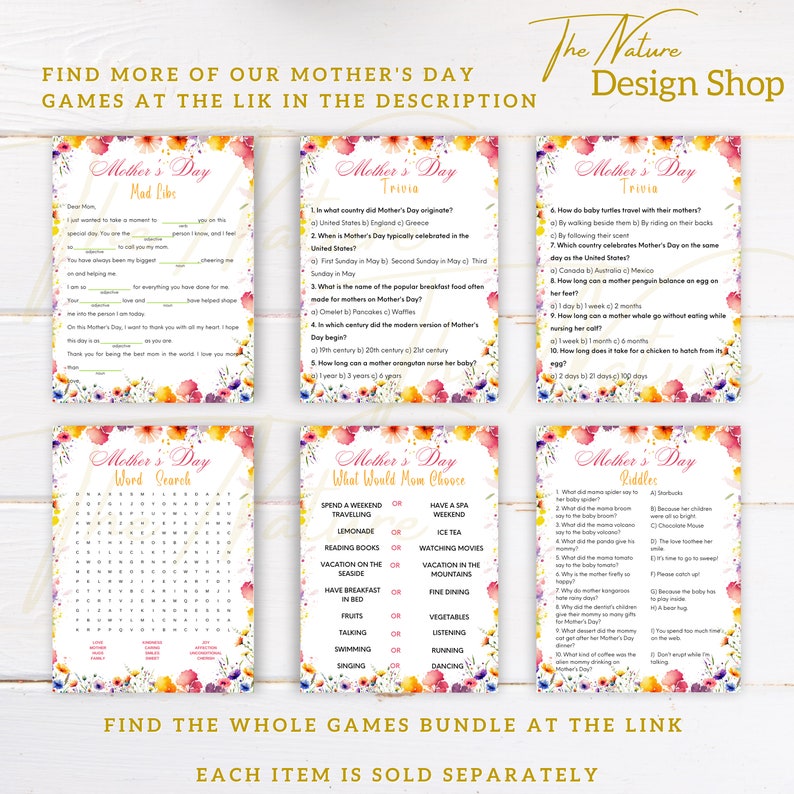 Mother’s Day Game Mad Libs Mothers Day Kids Activity Mothers Day Party ...