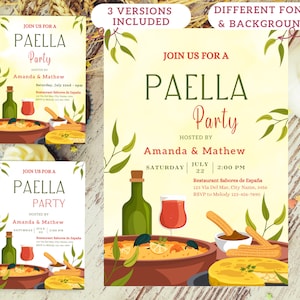 Paella Invitation Paella Party Invitation Paella Party Invite Spanish ...