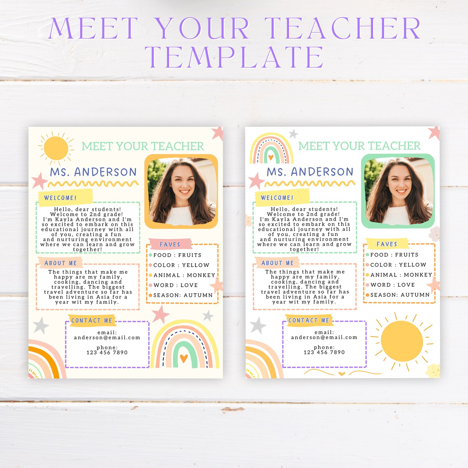Meet the Teacher Editable Template Teacher Boho Rainbow Teacher Canva ...