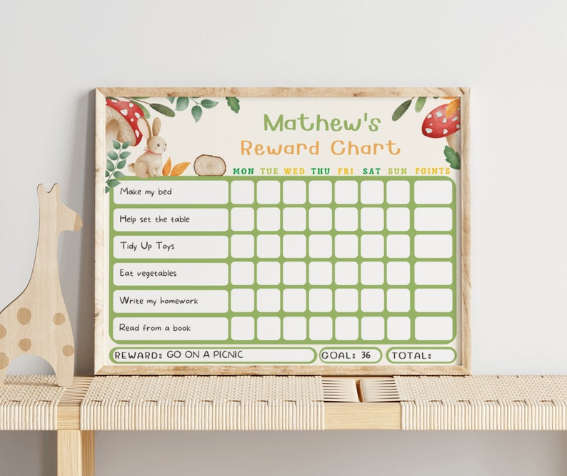 Editable Forest Animals Reward Chart Printable Behavior Chart Daily ...